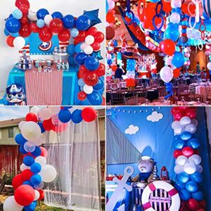 100PCS Red White Blue Balloon Garland Kit for Boys Men Royal Navy Blue Party Decorations Arch Balloons Set with 16ft Balloon Stripe Tape Chain for Birthday Graduations Themed Party Home Decor