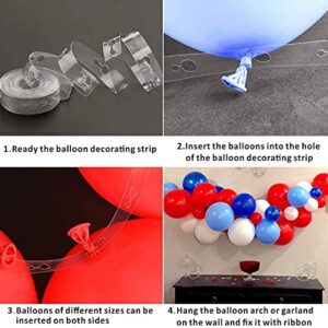 100PCS Red White Blue Balloon Garland Kit for Boys Men Royal Navy Blue Party Decorations Arch Balloons Set with 16ft Balloon Stripe Tape Chain for Birthday Graduations Themed Party Home Decor