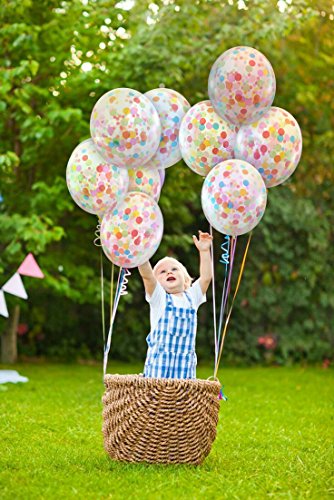 Rainbow Multicolor Confetti Balloons | Bright Colorful Confetti Pre-Filled | Wedding Engagement Birthday Party Events (16 Pack Rainbow, 12 inches)