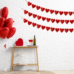 Easykart 36 Hearts Garland Red Gold Foiling Hearts Hanging String 3 Pack (Each 8.5ft) Anniversay Decorations Festival Birthday Home Windows Background Party Supplies