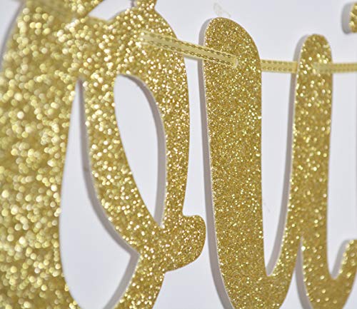 Taco Bout A Baby Gold Glitter Banner Sign Garland for Mexican Fiesta Themed Baby Shower Party Decorations Supplies Cursive Bunting Photo Booth Props