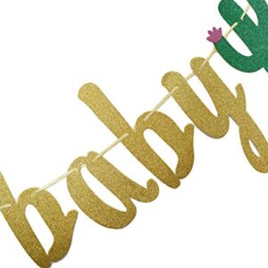 Taco Bout A Baby Gold Glitter Banner Sign Garland for Mexican Fiesta Themed Baby Shower Party Decorations Supplies Cursive Bunting Photo Booth Props