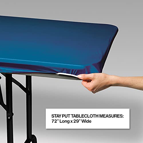 Creative Converting Plastic Stay Put Banquet Table Cover, 29 by 72-Inch, Royal Blue