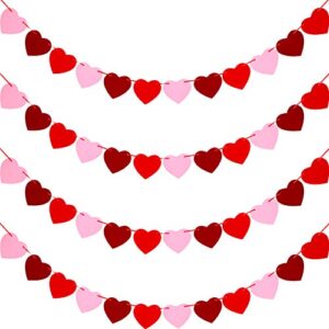 tatuo 4 sets valentine’s day heart banners felt heart garlands holiday hanging decorations for wedding party birthday supplies (4)