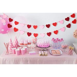 Tatuo 4 Sets Valentine's Day Heart Banners Felt Heart Garlands Holiday Hanging Decorations for Wedding Party Birthday Supplies (4)