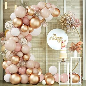 blush balloons garland arch kit, retro pink macaron orange gold white balloons confetti latex balloons for girls baby shower garden bachelorette birthday wedding decorations party supplies