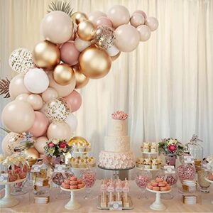 Blush Balloons Garland Arch Kit, Retro Pink Macaron Orange Gold White Balloons Confetti Latex Balloons for Girls Baby Shower Garden Bachelorette Birthday Wedding Decorations Party Supplies