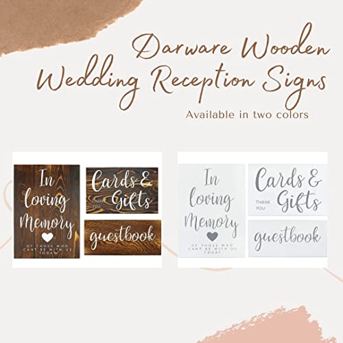 Darware Wooden Wedding Reception Signs (Set of 3, Brown); for Guests, Gifts, and Memorial