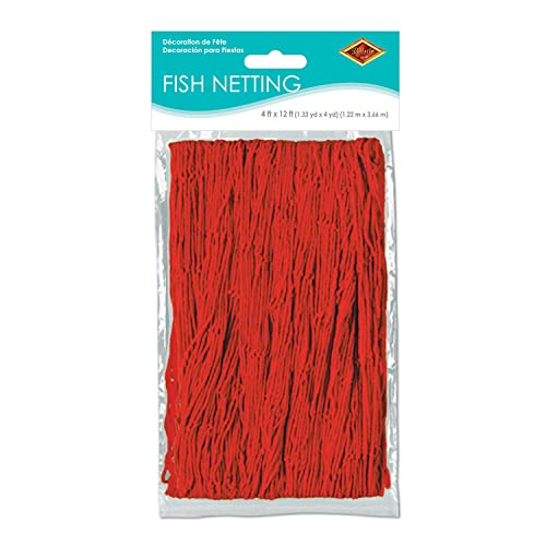 Beistle Red Cotton String Novelty Nautical Decorative Fish Netting Under The Sea Luau Party Supplies Red 4' x 12'