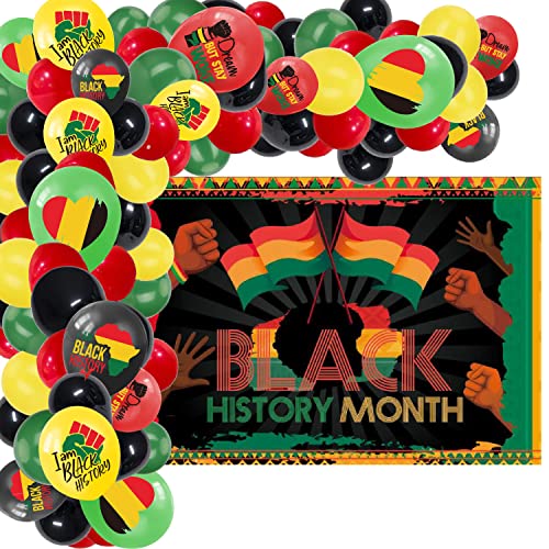 116 PCS Black History Month Balloons Garland Arch kit ,Black History Month Banner Party Sipplies, African BHM Worthwhile Commemoration National Party Balloons Decoration