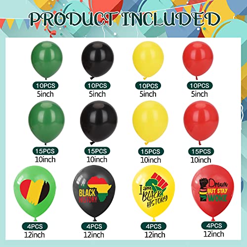 116 PCS Black History Month Balloons Garland Arch kit ,Black History Month Banner Party Sipplies, African BHM Worthwhile Commemoration National Party Balloons Decoration