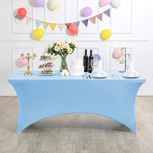 Hezuzo 2Pack Spandex Table Cover for 6Ft Table Universal Fitted Stretch Tablecloth for Party, Banquet, Wedding and Events-Blue Mist