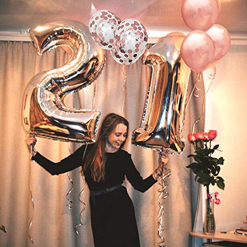 21st Birthday Decorations Party Supplies Kit for Her Include Finally 21st Birthday Sash, Birthday Banner, Number 21 Birthday Balloons, Rose Gold Curtain, Heart & Star Foil Balloon, Latex Balloons