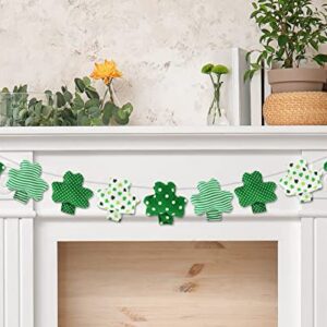 Whaline 3D St. Patrick's Day Shamrock Banner Soft Cute Clover Garland Pre-Assembled Green White Shamrock Fabric Banner Irish Holiday Hanging Decoration for St. Patrick's Day Party Supplies Home Decor