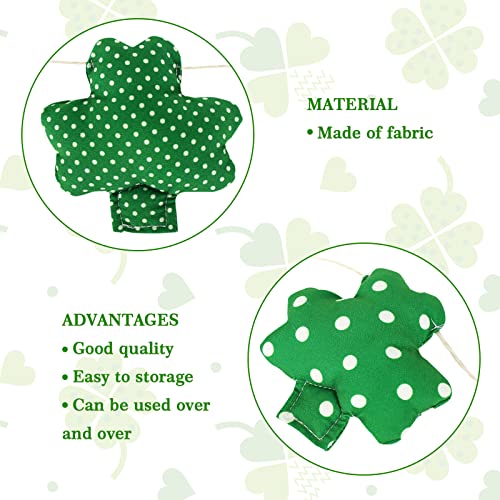 Whaline 3D St. Patrick's Day Shamrock Banner Soft Cute Clover Garland Pre-Assembled Green White Shamrock Fabric Banner Irish Holiday Hanging Decoration for St. Patrick's Day Party Supplies Home Decor