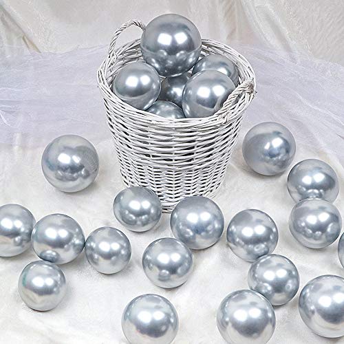 5 Inch Sliver Metallic Balloons Chrome Party Latex Helium Balloon,Pack of 100