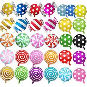 sotogo 31 pieces sweet candy balloons round lollipop balloon birthday wedding party balloons candy dot balloons aluminum balloons