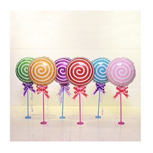 SOTOGO 31 Pieces Sweet Candy Balloons Round Lollipop Balloon Birthday Wedding Party Balloons Candy Dot Balloons Aluminum Balloons