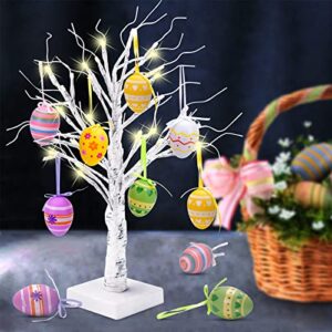 Easter Decorations for The Home 18 inch 36 LED White Birch Tree Lights with 10 Easter Eggs, Battery Operated Easter Decor Clearance, Tabletop Centerpiece for Birthday Spring Wedding Decorations