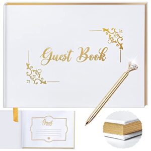 wedding guest book, wedding guestbook with gold pen, guest book wedding gold stamping, bridal shower guest book with gold paper edges, wedding guestbook alternative, guestbook wedding