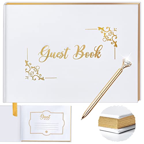 Wedding Guest Book, Wedding Guestbook with Gold Pen, Guest Book Wedding Gold Stamping, Bridal Shower Guest Book with Gold Paper Edges, Wedding Guestbook Alternative, Guestbook Wedding