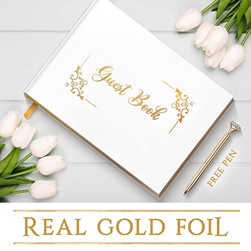 Wedding Guest Book, Wedding Guestbook with Gold Pen, Guest Book Wedding Gold Stamping, Bridal Shower Guest Book with Gold Paper Edges, Wedding Guestbook Alternative, Guestbook Wedding