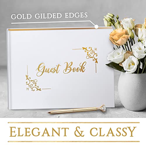 Wedding Guest Book, Wedding Guestbook with Gold Pen, Guest Book Wedding Gold Stamping, Bridal Shower Guest Book with Gold Paper Edges, Wedding Guestbook Alternative, Guestbook Wedding