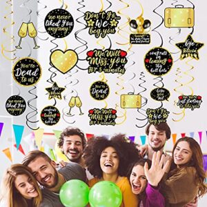 30Pcs Going Away Party Decorations We Will Miss You Hanging Swirls, Funny Coworker Leaving Retirement Farewell Goodbye Bye Felicia Theme Party Supplies(Black Gold)