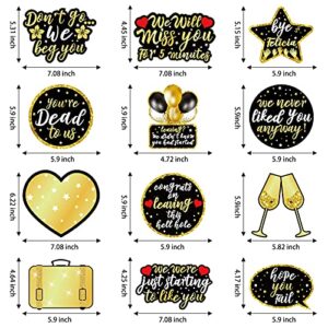 30Pcs Going Away Party Decorations We Will Miss You Hanging Swirls, Funny Coworker Leaving Retirement Farewell Goodbye Bye Felicia Theme Party Supplies(Black Gold)