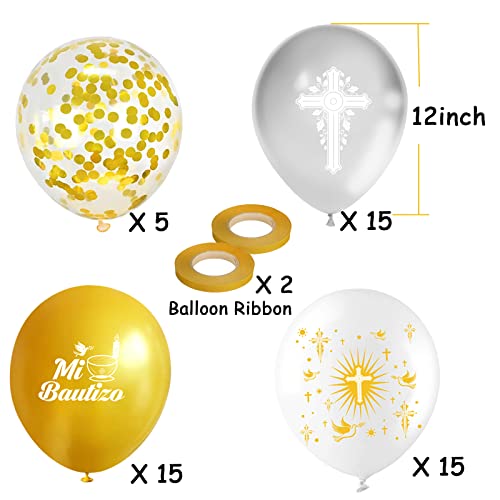 50Pcs Mi Bautizo Balloons Cross and Dove Balloons for Baptism Decorations Christening First Communion Mi Bautizo Decorations Baby Shower