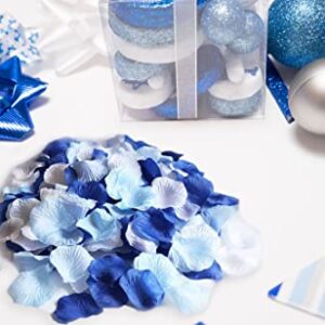 ALLHEARTDESIRES Mixed Royal Blue & Light Blue & White Party Wedding Flowers Silk Rose Petals Party Confetti Bridal Shower Favor (1,200)