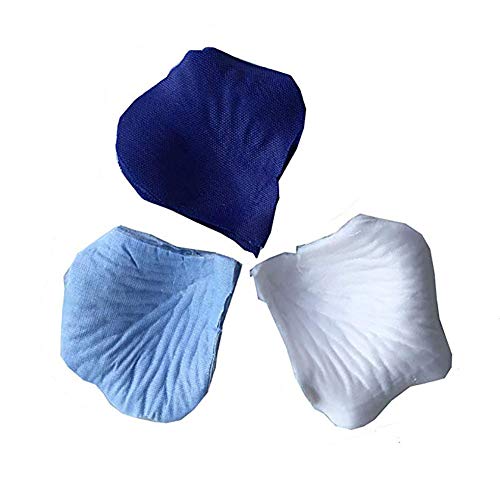 ALLHEARTDESIRES Mixed Royal Blue & Light Blue & White Party Wedding Flowers Silk Rose Petals Party Confetti Bridal Shower Favor (1,200)