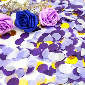 5000 Pieces Tissue Paper Confetti 1 Inch Purple White Gold Table Confetti for Birthday Party Decoration