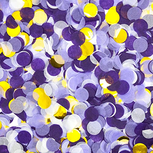 5000 Pieces Tissue Paper Confetti 1 Inch Purple White Gold Table Confetti for Birthday Party Decoration