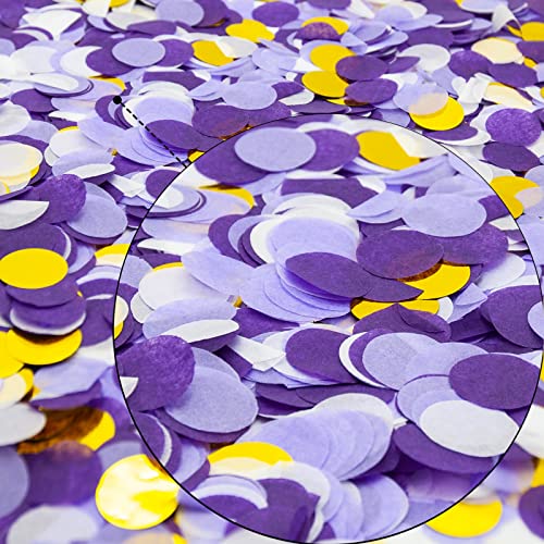 5000 Pieces Tissue Paper Confetti 1 Inch Purple White Gold Table Confetti for Birthday Party Decoration