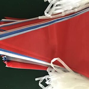 July 4th Fourth Party Decorations 131feet Red Blue and White Triangular Fabric Outdoor Pennant Banner, Fourth of July Bunting Flags Events Decoration for Independence Day