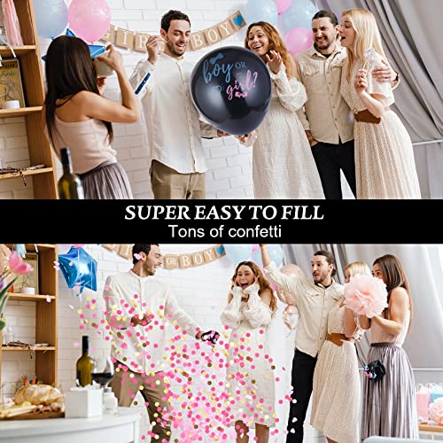 Thickened Gender Reveal Balloon 100% biodegradable – 2pcs Gender Reveal Confetti Balloons with Pink and Blue Confetti – 36 Inch Black Gender Reveal Balloons perfect for taking photos and videos