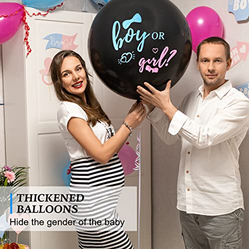 Thickened Gender Reveal Balloon 100% biodegradable – 2pcs Gender Reveal Confetti Balloons with Pink and Blue Confetti – 36 Inch Black Gender Reveal Balloons perfect for taking photos and videos