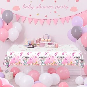 6 Pack Elephant Baby Shower Tablecloth Decorations, Elephant Baby Shower Decorations, Plastic Tablecloth Table Cover Backdrop for Baby Boy Girl Gender Baby Shower Party Supplies, 54 x 108 Inch, Pink