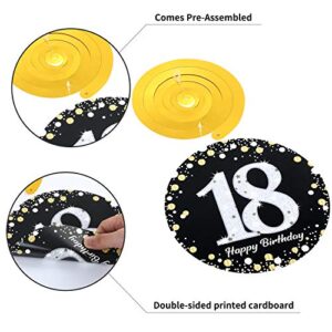 18th Birthday Party Decorations, 18th Birthday Party Hanging Swirls Ceiling Decorations Shiny Celebration 18 Hanging Swirls Decorations for 18 Years Old Party Supplies, 30 Count