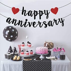 Happy Anniversary Banner, Anniversary Party Decorations, We Still Do, Happy Wedding Anniversary Party Decoration Supplies Black Red Glitter