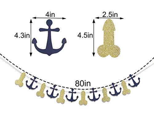 Glitter Gold and Navy Blue Anchors - Lake House Bachelorette, Nautical Bachelorette Party Decorations, Blue Anchors and Gold Cardboard Wreath for a Nautical Themed Party