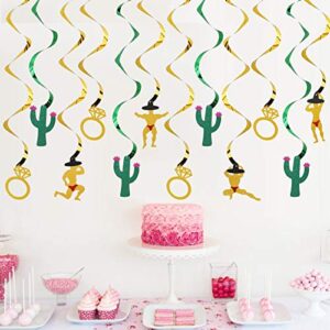 Bachelorette Party Decorations - 12Pcs Hanging Swirl with Cactus Man & Bridal Ring, Glitter Gold Mexico Bridal Shower Bachelorette Hen Party Supplies Decor