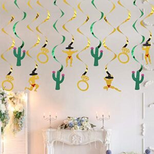 Bachelorette Party Decorations - 12Pcs Hanging Swirl with Cactus Man & Bridal Ring, Glitter Gold Mexico Bridal Shower Bachelorette Hen Party Supplies Decor