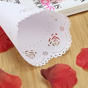 GWHOLE 100 Pcs Rose Confetti Petal Cone for Wedding Party, White