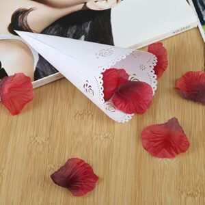 GWHOLE 100 Pcs Rose Confetti Petal Cone for Wedding Party, White