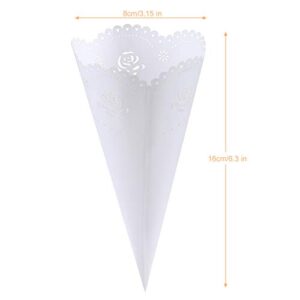 GWHOLE 100 Pcs Rose Confetti Petal Cone for Wedding Party, White