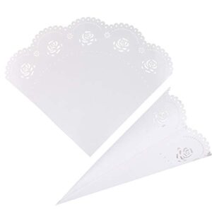 GWHOLE 100 Pcs Rose Confetti Petal Cone for Wedding Party, White