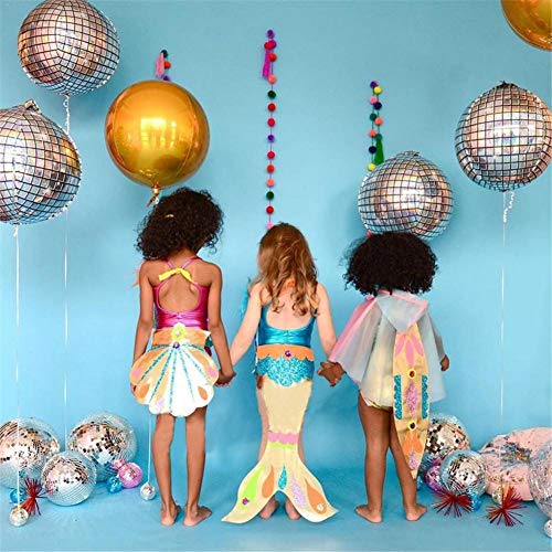 4Pcs 22inch Silver Disco Ball Balloon Party 4D Large Round Inflatable Sphere Shaped Aluminum Foil Mirror Balloon Birthday Grad Party Wedding Baby Shower Marriage Graduation Decor Supplies