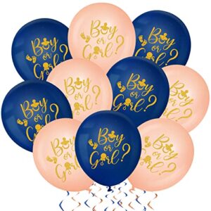 50 pieces gender reveal balloons boy or girl latex reveal party balloon with gold glitter 12 inches navy blue rose gold balloons for gender reveal baby shower birthday party decoration supplies